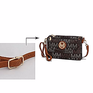 MKF Crossbody Bag for Women – Adjustable Shoulder Strap – PU Leather Small Wristlet Purse, Triple Compartment Handbag…