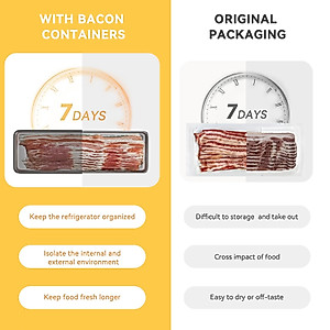 2 Pcs Deli Containers with Lids, Bacon Container for Refrigerator, Fridge Organizer, Cheese Container for Fridge, Dishwasher Safe Long Deli Meat Storage Containers Fruit Tray with Lids