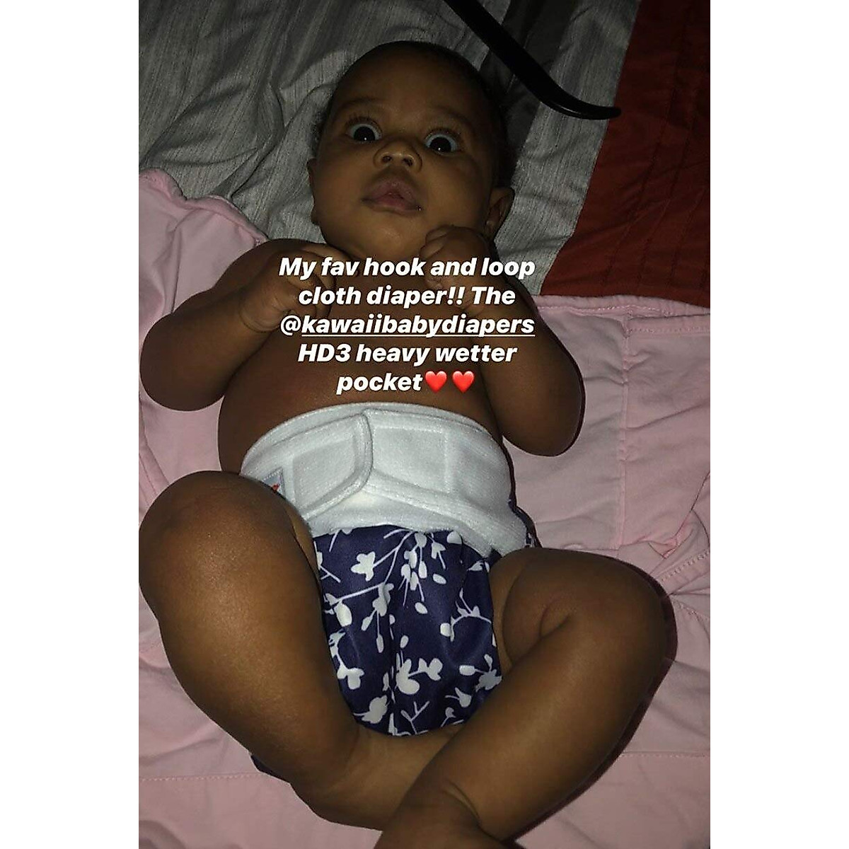 KaWaii Baby One Size HD3 Cloth Diapers, Reusable Adjustable Easy Hook & Loop for Baby Girls 8-36 lbs, Set of 12 Diapers