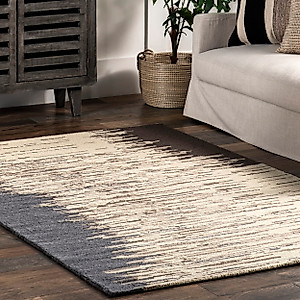 nuLOOM Audrie Contemporary Abstract Wool Area Rug, 8x10, Grey