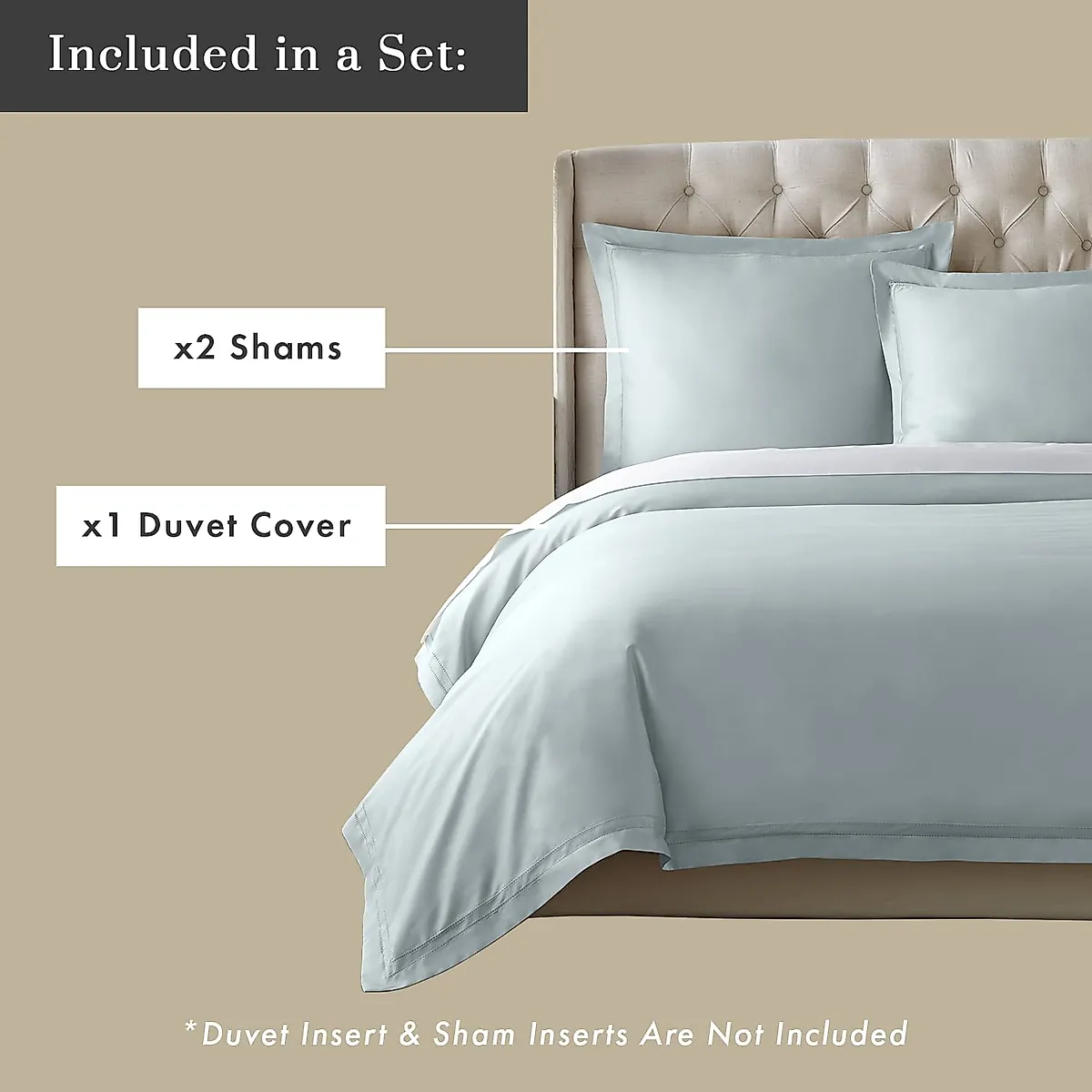 Pure Parima Luxury Duvet Cover Set 100% Certified Egyptian Cotton, Cool Breathable Ultra Soft Double Hem-Stitched Sateen Weave, Hidden Zipper Closure 1 Duvet Cover and 2 Pillow Shams (Spa, Queen)