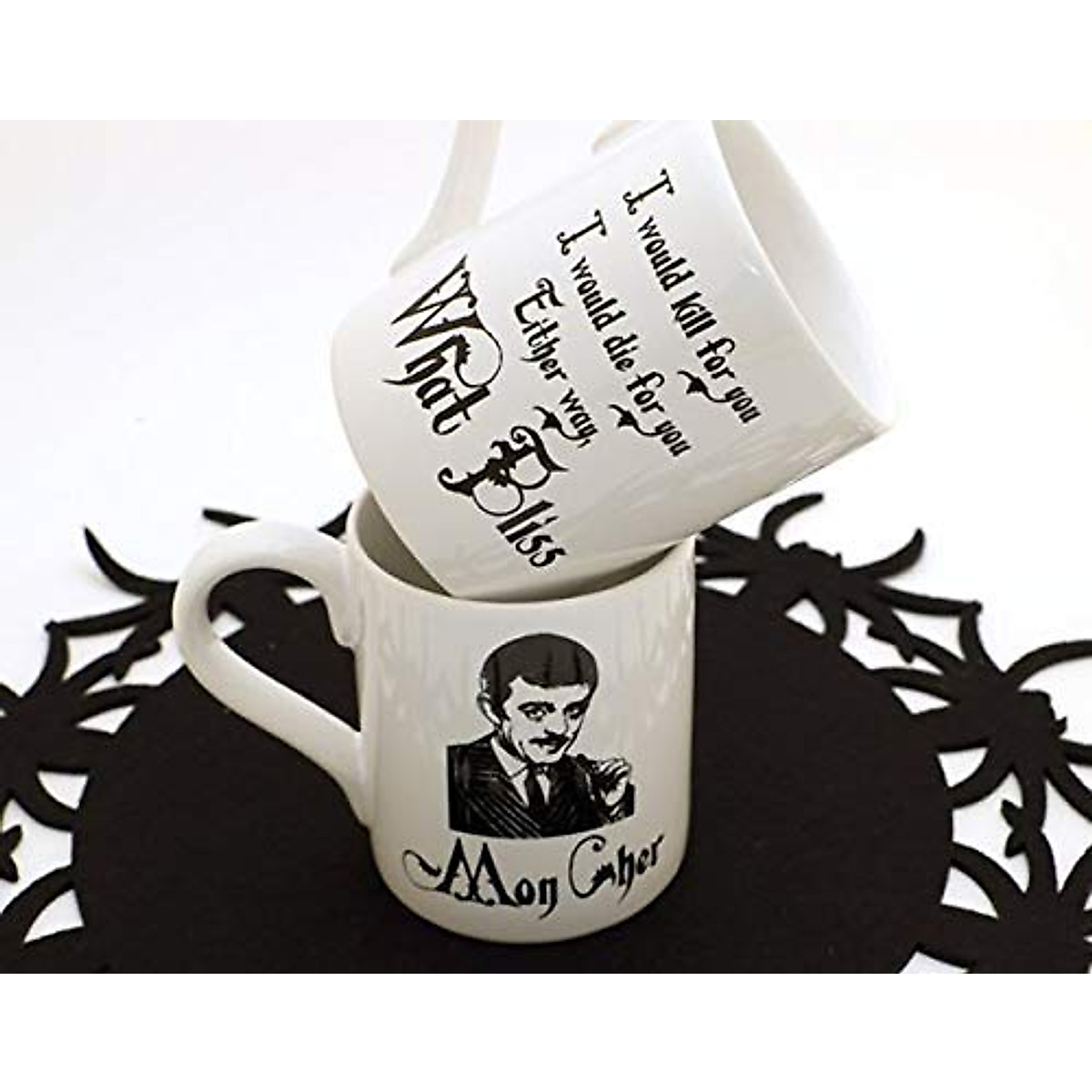 Vintage Macabre Family Funny Handmade Ceramic Mug Set LennyMud by Lorrie Veasey