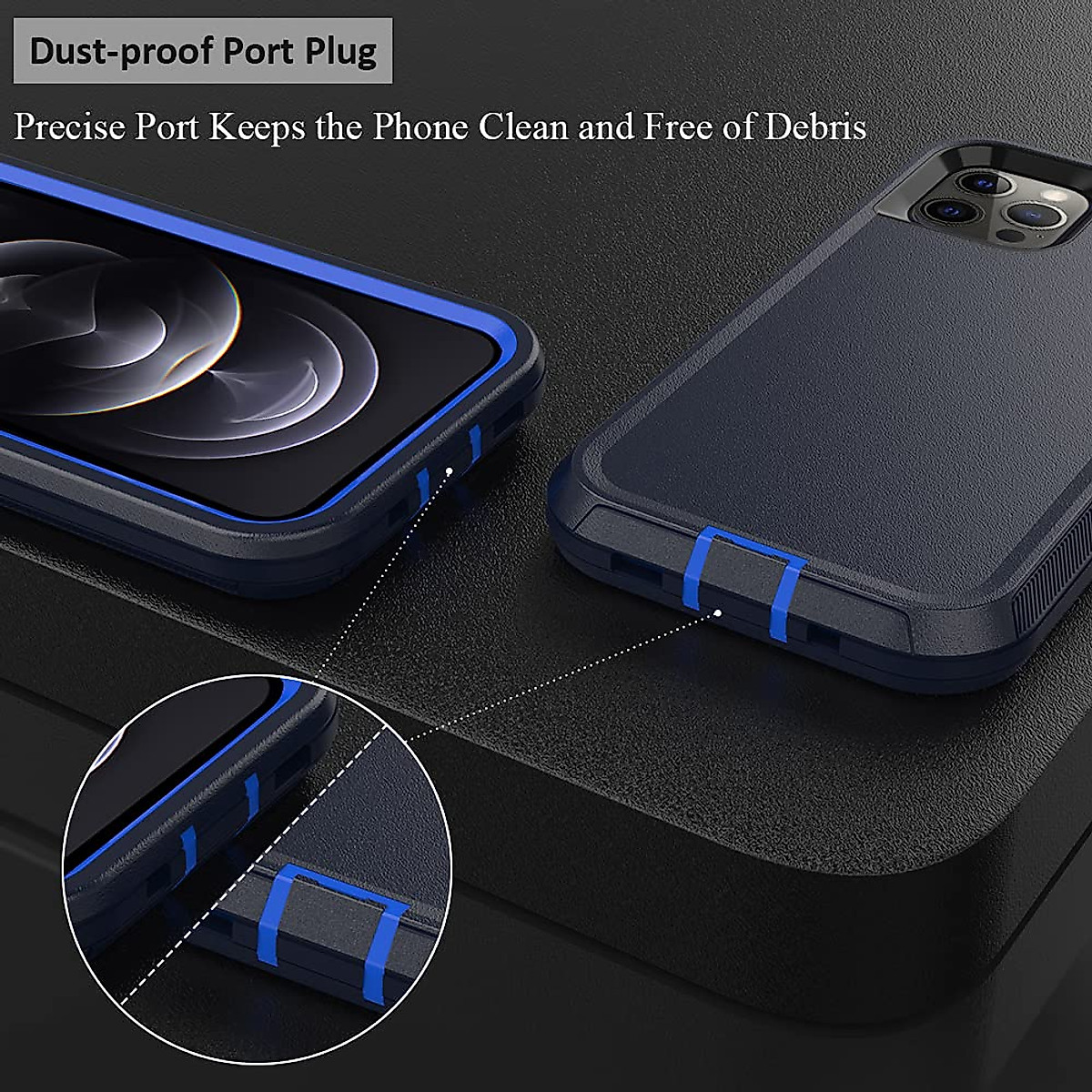 Compatible with iPhone 13 Pro Max 6.7 inch Case,with Screen Protectors,Heavy Duty Rugged Shockproof Full Body Protection Kickstand Case with Belt Clip Holster for iPhone 13 Pro Max (Blue)