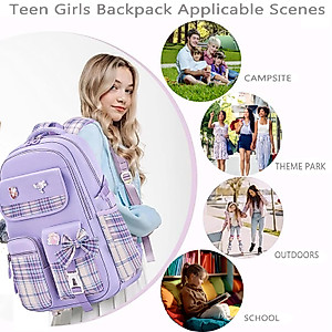 Xdalula Teenage Girls' Backpack Middle School Students Bookbag Outdoor Daypack with USB Charge Port Bookbag for School (black