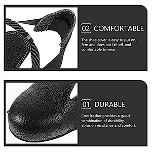 Steel Toe Cap Safety Shoe Covers, Universal Steel Toe Leather Overshoes Workplace with Adjustable Strap, Unisex Safety Footwear Toe Leather Protector Attachment Size EUR 36-46