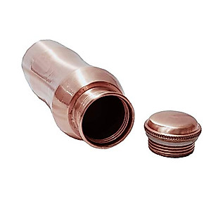 Pure Copper Curve Water Bottle 34 Oz Ayurvedic Leak Proof Copper Vessel for Drinking Water Bottle For Health Benefits, Sports , Yoga Christmas Gift Birthday Gift Capacity 1 liter