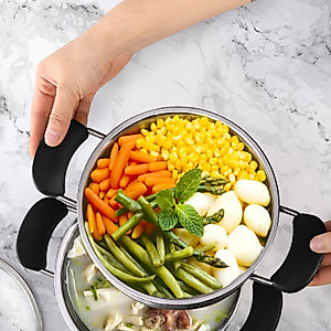 ZENFUN Stainless Steel Steamer Pot with Basket, 1.8 Quart Stock Pot with Glass Lid, Mini Steaming Pot Cookware with Handle, Metal Cooking Steamer for Vegetable, Stews, Pasta, Sauce, Food, Support for