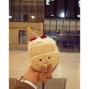 EASELR WeightedPlush 12" Birthday Cake Plush Cute Smile Cake Pillow Stuffed Animals Funny Soft Food Plushies Toy for Gifts for Kids Birthday