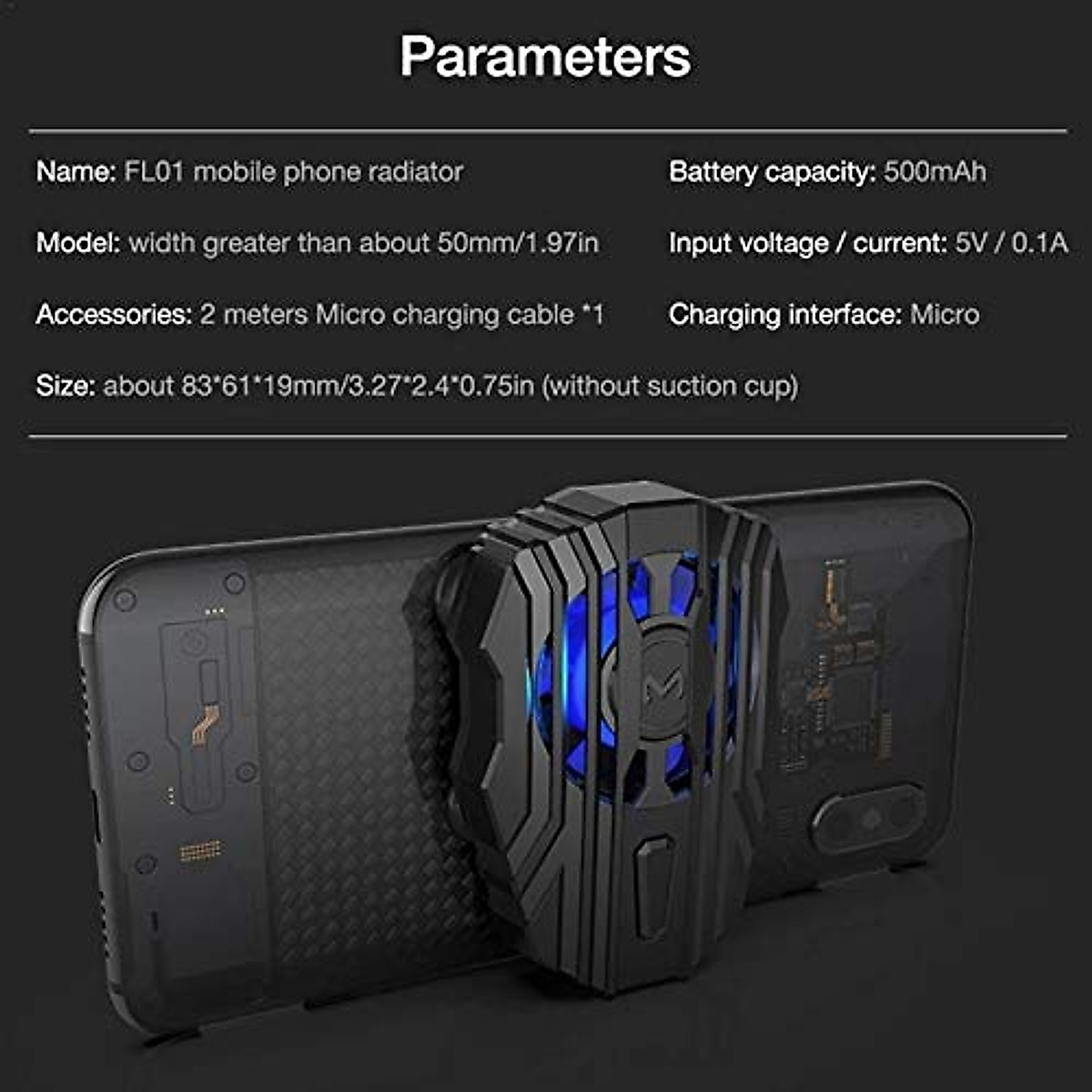 TOTOU Portable Phone Cooler Silent Phone Radiator Pubg Controller Handle Led Light Cooling Fan