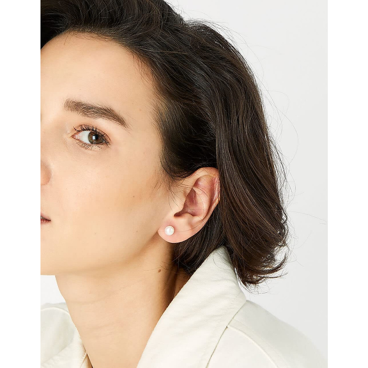 Freshwater Baroque Pearl Stud Sterling Silver Earrings for Women, Hypoallergenic white Cultured AAA+ Real Pearl Earrings Jewelry Set Weeding Gifts