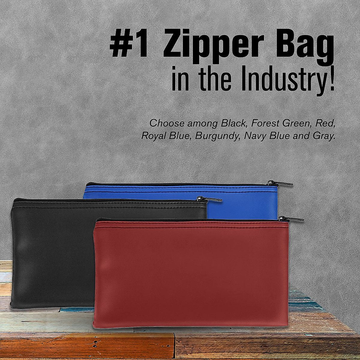 Burgundy Expanded Vinyl Reusable Deposit Bag - 11W x 6H