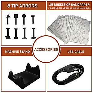 Bucasso Cordless Pen Sander, Variable Speed and USB Charging with LED Light, Multi-Purpose Power Tool for Sanding, Polishing, Finishing, DIY Crafts