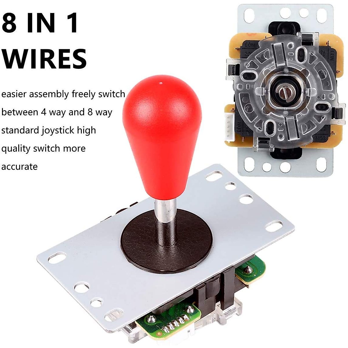 EG STARTS 2 Player Arcade Games DIY Kit Parts 2 Ellipse Oval Joystick Handles + 20 LED lit Arcade Buttons (Red & Blue Kit)