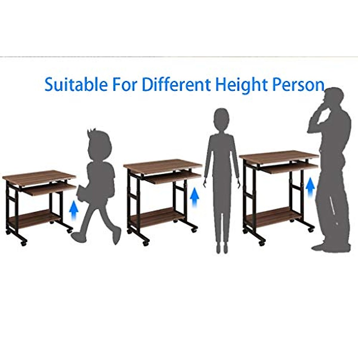 Multifunctional Desk Movable Computer Laptop Desk Study Writing Desk Adjustable with Keyboard Tray for Home Office (Color : Black)