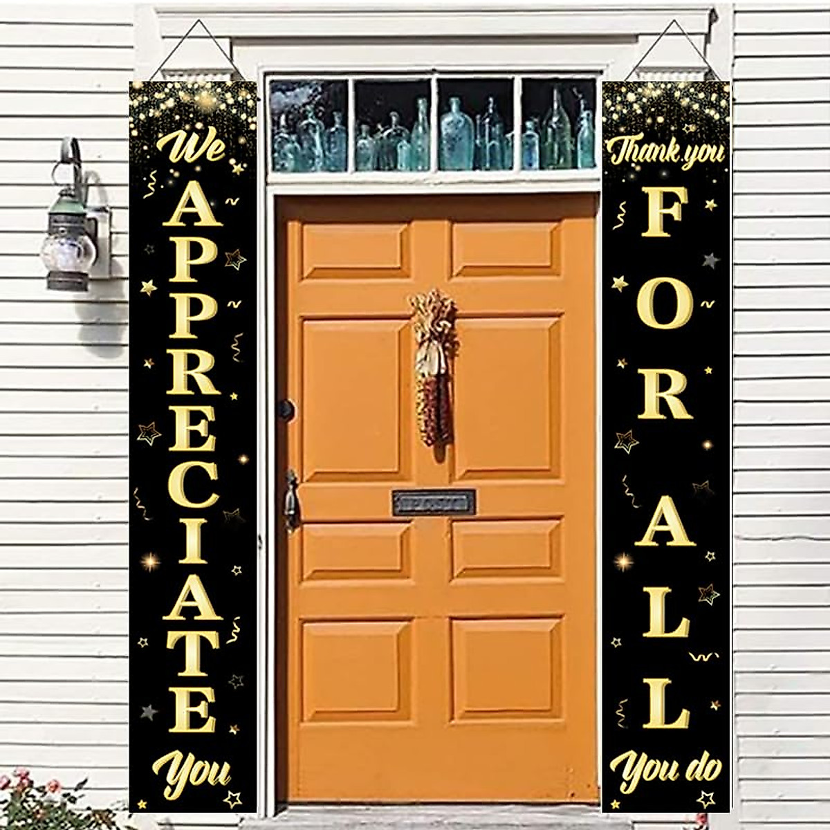LOONELO Appreciate Thank You Porch Banner, We Appreciate You Porch Sign, Thanks for All You Do Banner Sign Party Decorations for Congrats Grad National Nurses Day Happy Retirement