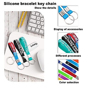 Harborway 30/100/500PCS Personalized Silicone Keychains Backpack Key Cellphone, Custom Rubber Keychain With Text Short Keyrings for Events, Company, Motivation Adults