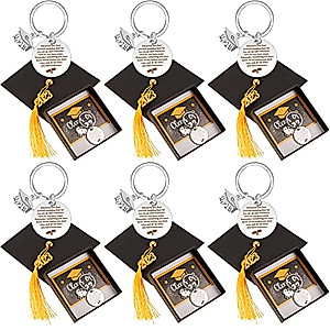 6 Sets Graduation Gifts Inspirational Grad Keychain for Her Him Graduate Key Chain with Class of 2023 Card Grad Box for High School College Graduate Students