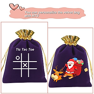 HRX Package 10pcs Velvet Bags with Drawstrings 5x7 inch, Purple Gold Cloth Jewelry Pouches Baggies Sacks for Small Gift Dice Party Favor
