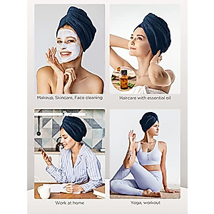 Hicober Microfiber Hair Towel, Hair Towel Wrap Turbans for Women,Hair Drying Towel Wrap Hair Accessories for Women Girls-Plum,Navy,Aqua Green,3Packs