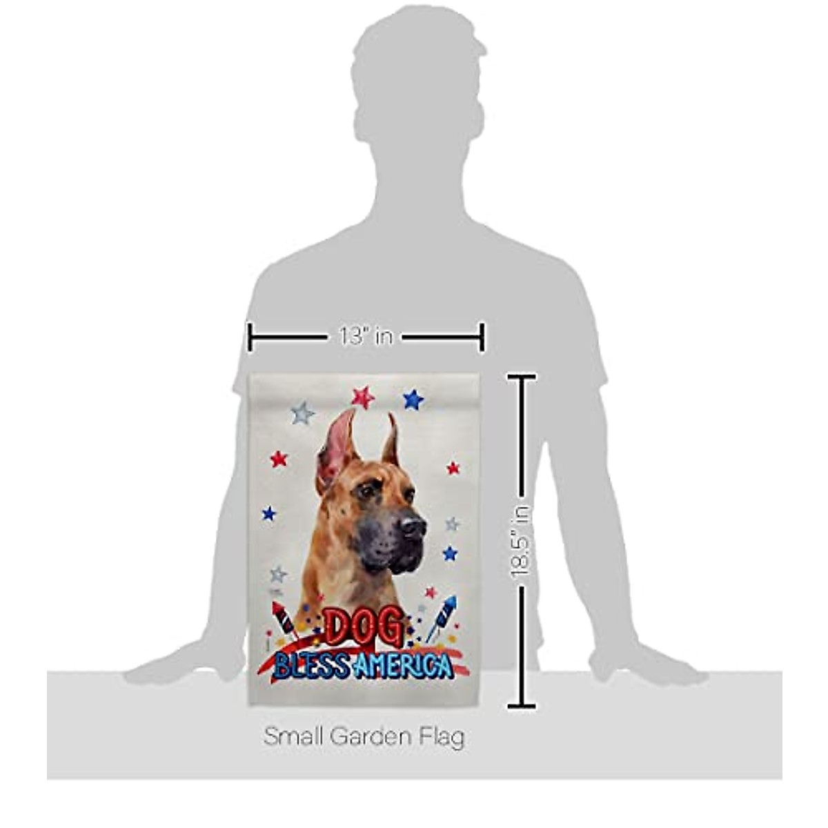 Breeze Decor Patriotic Fawn Dane Garden Flag Set Wood Dowel Dog Puppy Spoiled Paw Canine Fur Pet Nature Farm Animal Creature House Banner Small Yard Gift Double-Sided, Made in USA