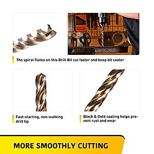 Anfrere 21pcs Cobalt Drill Bits Set, M35 Drill Bits for Cutting Hard Metal Hardened Steel Wood, 3 Flute 1/16 to 3/8 Inch Twist Drill Bit Set for Corded or Cordless Power Drills Home Tools, 1021