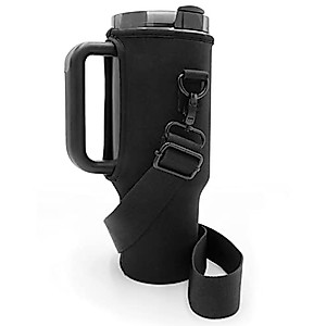 Fitted Sling Bag for Stanley 40 oz Tumbler with Handle, Protective Sleeve Replacement Cover with Shoulder Strap, 40oz Adventure Quencher Cup Accessories (Fits H2.0 FlowState with Straw Lid (Neoprene)