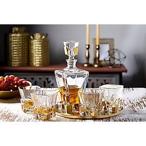 Barski - European Quality Glass - Crystal - Set of 6 - Square Shaped - Double Old Fashioned Tumblers - DOF - Tumbler is 11.7 oz. - with Matte Gold Ice Cubes Design - Glasses are Made in Europe