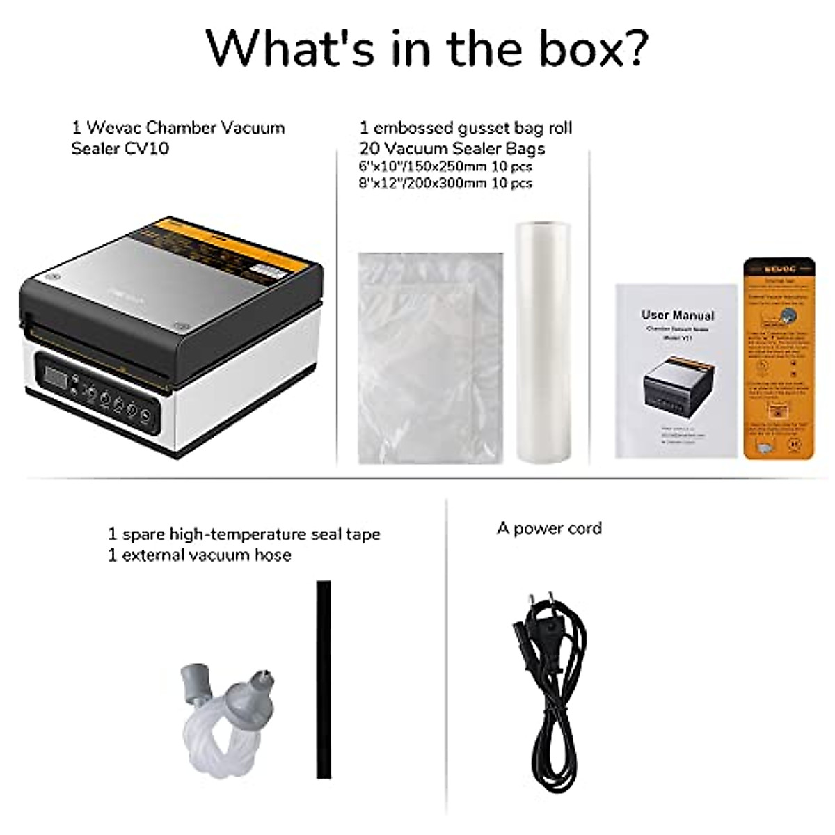 Wevac Chamber Vacuum Sealer, CV10, ideal for liquid or juicy food including Fresh Meats, Soups, Sauces and Marinades. Compact design, Heavy duty, Professional sealing width, Commercial machine