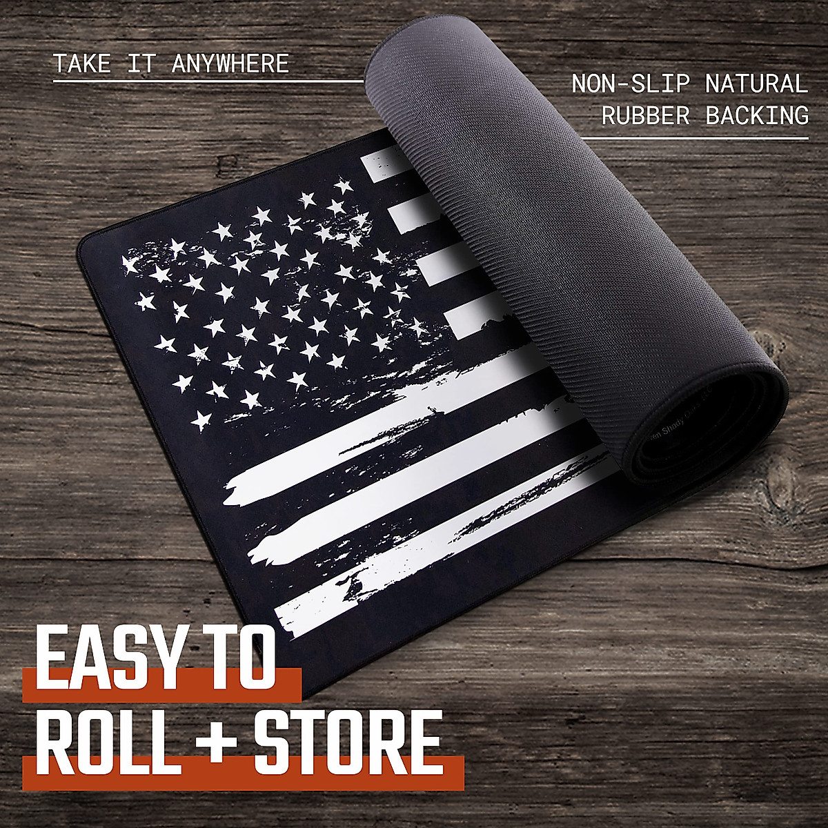 Ultimate Rifle Build Gun Cleaning Mat - Non-Slip Pad with Distressed US Flag Design for Gun Cleaning Supplies- Large (28x16”)