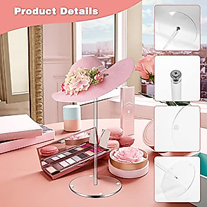 Hdkwby Hat Stand Wig Display Rack 4 Pack,Clear Acrylic Table Top Hat Holder Display Round Pedestal Stand for Round Bucket Multiple Hat Cowboy Baseball Cap Holder Watch Jewelry Displays (16 Inch Height)