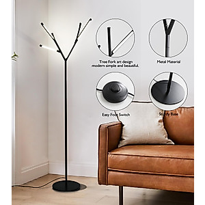 Q&S Led Floor Lamp,Black Modern Industrial Contemporary Corner Floor Lamp Tall Tree Bright Reading Standing Lighting for Bedroom Living Room Office