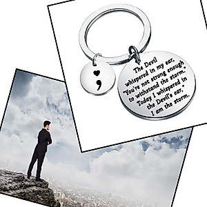 BNQL Semicolon Keychain I Am The Storm Keychain Inspirational Gifts Motivating Jewelry Gifts for Friend (keychain)
