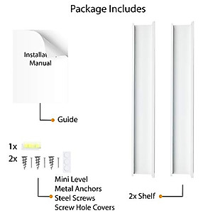 Wallniture Denver 34" White Wall Bookshelf for Kids' Room, Wall Shelves for Nursery Decor, Floating Shelves for Wall Decor