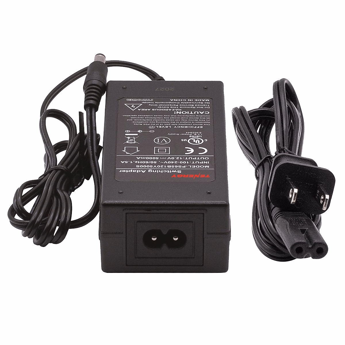 Tenergy 100V -240V AC to 12V DC 5A 60W Switching Power Supply Adapter for TB6 Balance Charger, LED Strip Lights, Outdoor Security Cameras and Audio Amplifier, with 5.5 x 2.1mm DC Plug