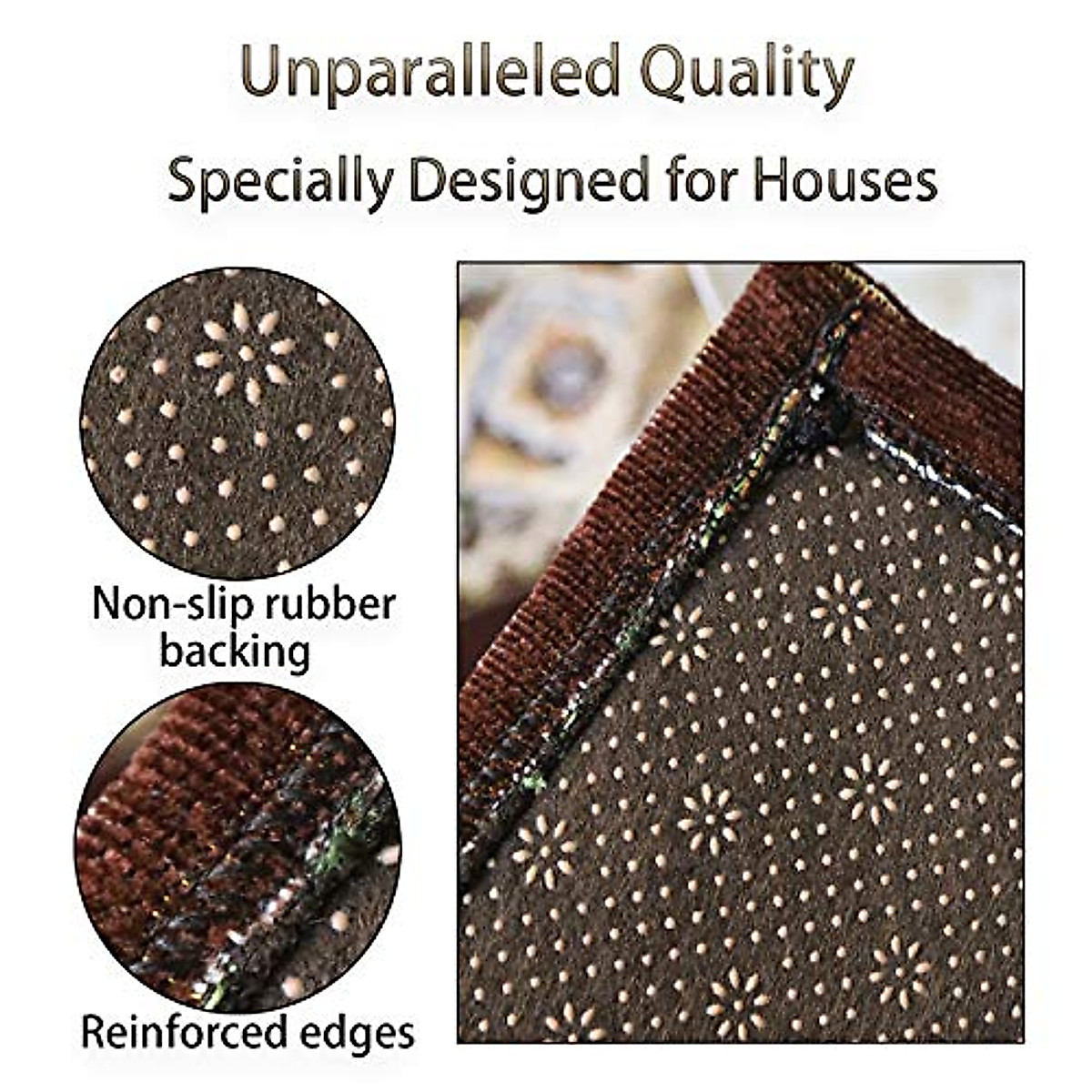 JUNCUIK Indoor Doormat Front Floor Door Rugs, 24”x 36” Super Absorbent Low Profile Mats, Non Slip Durable Inside Dirt Trapper Rug for Entryway, Machine Washable Front Door Mat, (Brown)