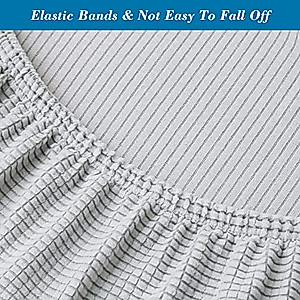 Stool Covers Rectangle,4 Pack Stretch Rectangle Bar Stool Covers Jacquard Vanity Stool Cover Washable Counter Stool Covers Saddle Seat Cover with Elastic Band for Wooden Metal Bench(Light grey)