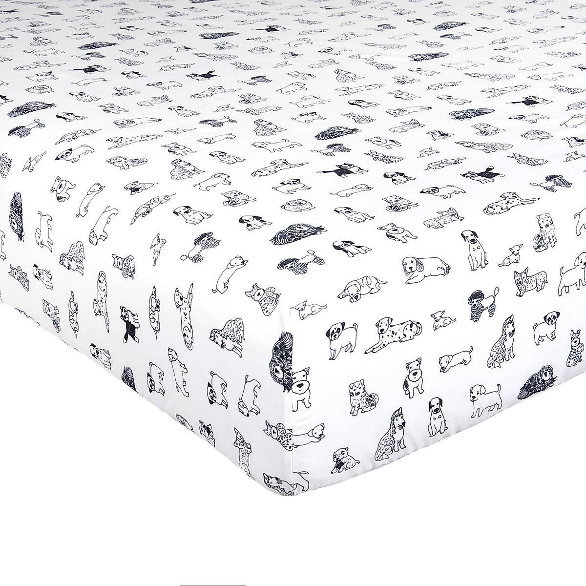 Kids Rule 4-Piece Dog Sketch Sheet Set | 1 Full Flat Sheet, 1 Full Fitted Sheet & 2 Queen Pillowcases | 100% Softly Brushed Microfiber Polyester | Soft, Smooth & Durable | Ideal for Kids | White