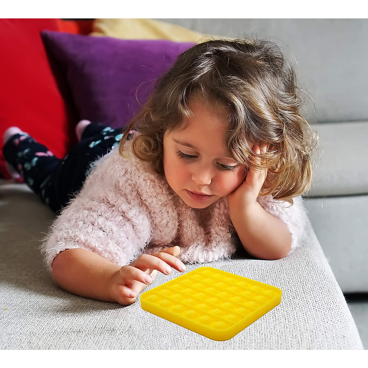 RadBizz Push Pop Bubble Fidget Sensory Toy - for Autism, Stress, Anxiety - Kids and Adults (Square Yellow)