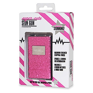 Super-Cute Stun Gun - Powerful High Voltage, Compact Stun Gun with Wrist Strap & Safety Lock - Pink Glitter, 1 Count