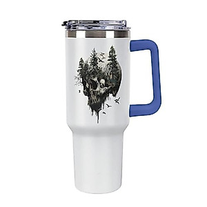 Funny Gothic Skull Insulated Tumbler with Lid And Straw Stainless Steel Travel Coffee Mug 40oz Deep Blue-style