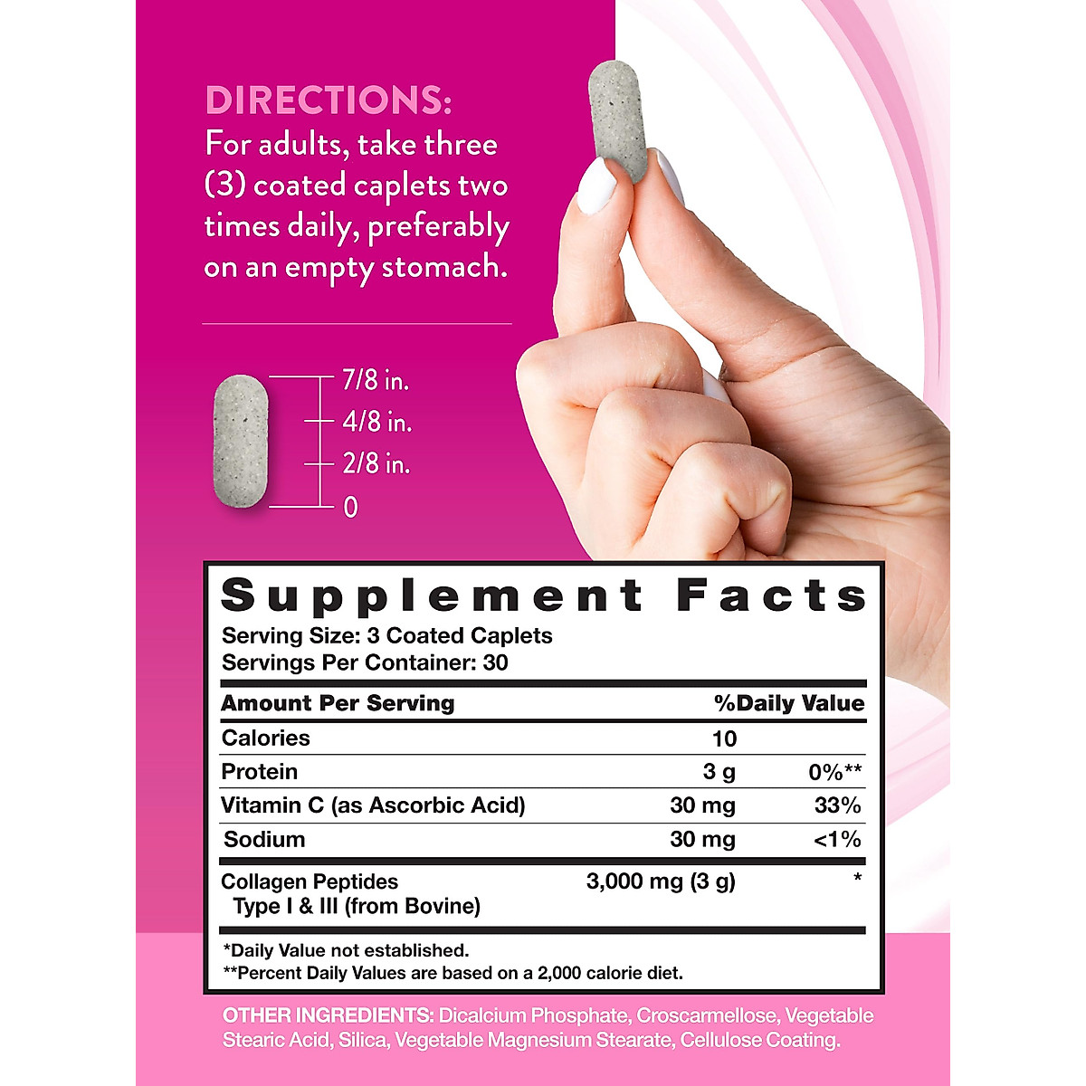 Nature's Truth Collagen Peptides | 90 Caplets | Type 1 and 3 with Vitamin C | Grass Fed, Non-GMO and Gluten Free Pill Supplement