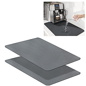 Dish Drying Mat, 2pcs Coffee Mat, Coffee Bar Mat for Countertop, Coffee Maker Mat Absorbent Drying Mat, Hide Stain Rubber Backed Dish Drying Mat for Kitchen Counter Coffee Bar Accessories