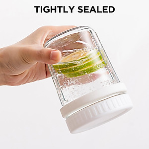 Famyards 4 Pack Overnight Oats Containers with Airtight Lids and Spoons, 16 oz Glass Mason Jars with Measurement Marks, Oatmeal Jars for Cereal, Yogurt, Milk, Salads, Fruit (4 White)