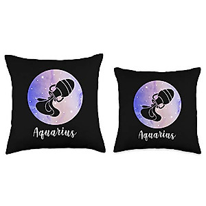 Aquarius Birthday Gift Idea For Girls and Women Aquarius Gift Astrology Horoscope Zodiac Sign Throw Pillow, 16x16, Multicolor