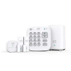 eufy Security 5-Piece Home Alarm Kit, Home Security System, Keypad, Motion Sensor, 2 Entry Sensors, Home Alarm System, Control from The App, Links with eufyCam, Optional 24/7 Protection Service