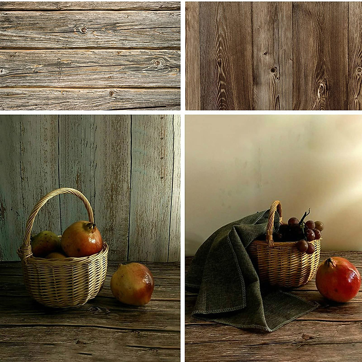 5PCS 10Patterns Food Photography Background Paper, 22x34Inch Double-Sided Photo Tabletop Backdrops Props Marble Wooden, EOAJAFOU