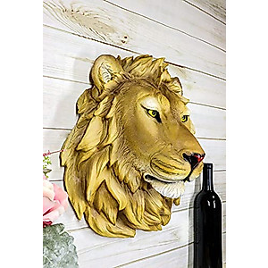 Ebros Gift Safari African Grassland Mufasa Lion Head Wall Decor Plaque 16" Tall Taxidermy Art Decor Sculpture Alpha Pride Lion King Wall Bust Plaque
