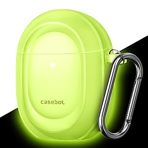 CaseBot Case Cover for Google Pixel Buds Pro 2022, Rugged Shield Protective Skin [Front LED Visible], Lime Green Glow in The Dark