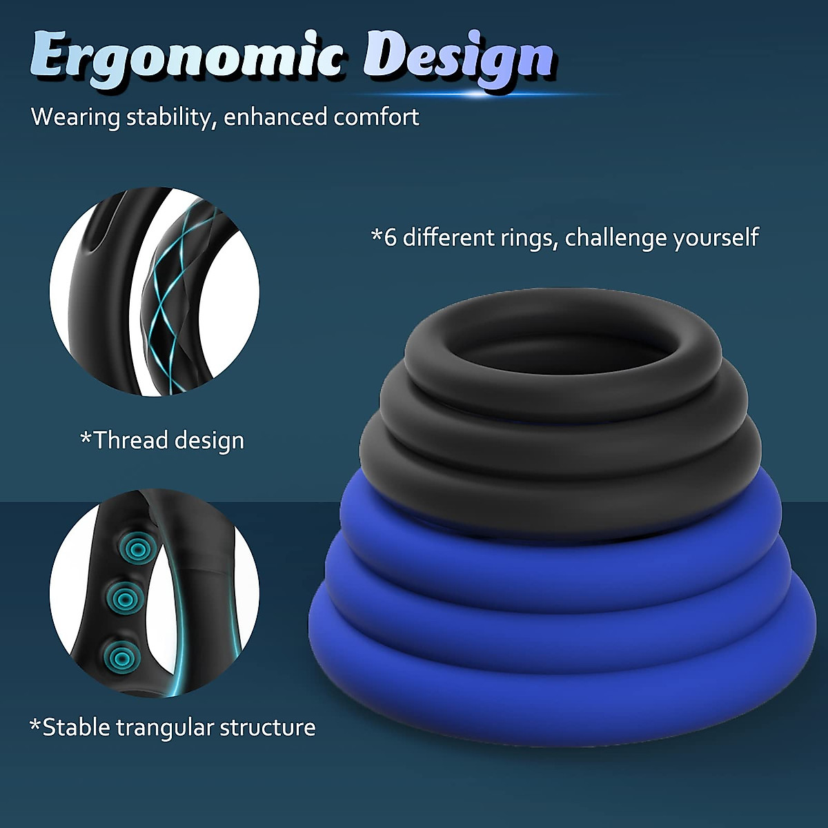 Linsecn 8 PCS Cock Ring Set Penis Ring, Silicone Cock Penis Rings for Penis Erection Enhancing and Sex Longer Lasting Stronger, Male Dildo Stretchy Adult Sex Toys Games for Men Women Couples Pleasure