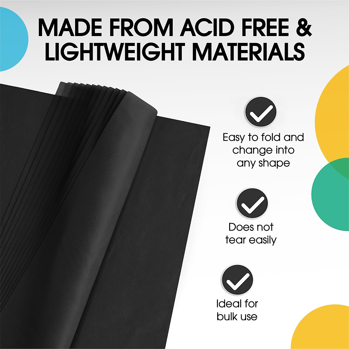 480 Sheets Bulk Black Tissue Paper - 20" x 30" Packing Paper Sheets for Moving - 10lb Wrapping Paper - Newsprint Paper for Packing, Gift Wrapping, Moving Supplies & Protecting Items Crown Display